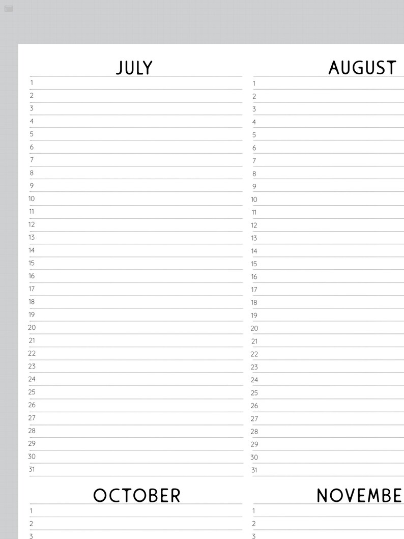 Any Year at A Glance Bundle, INSTANT DOWNLOAD, Yearly Overview ...