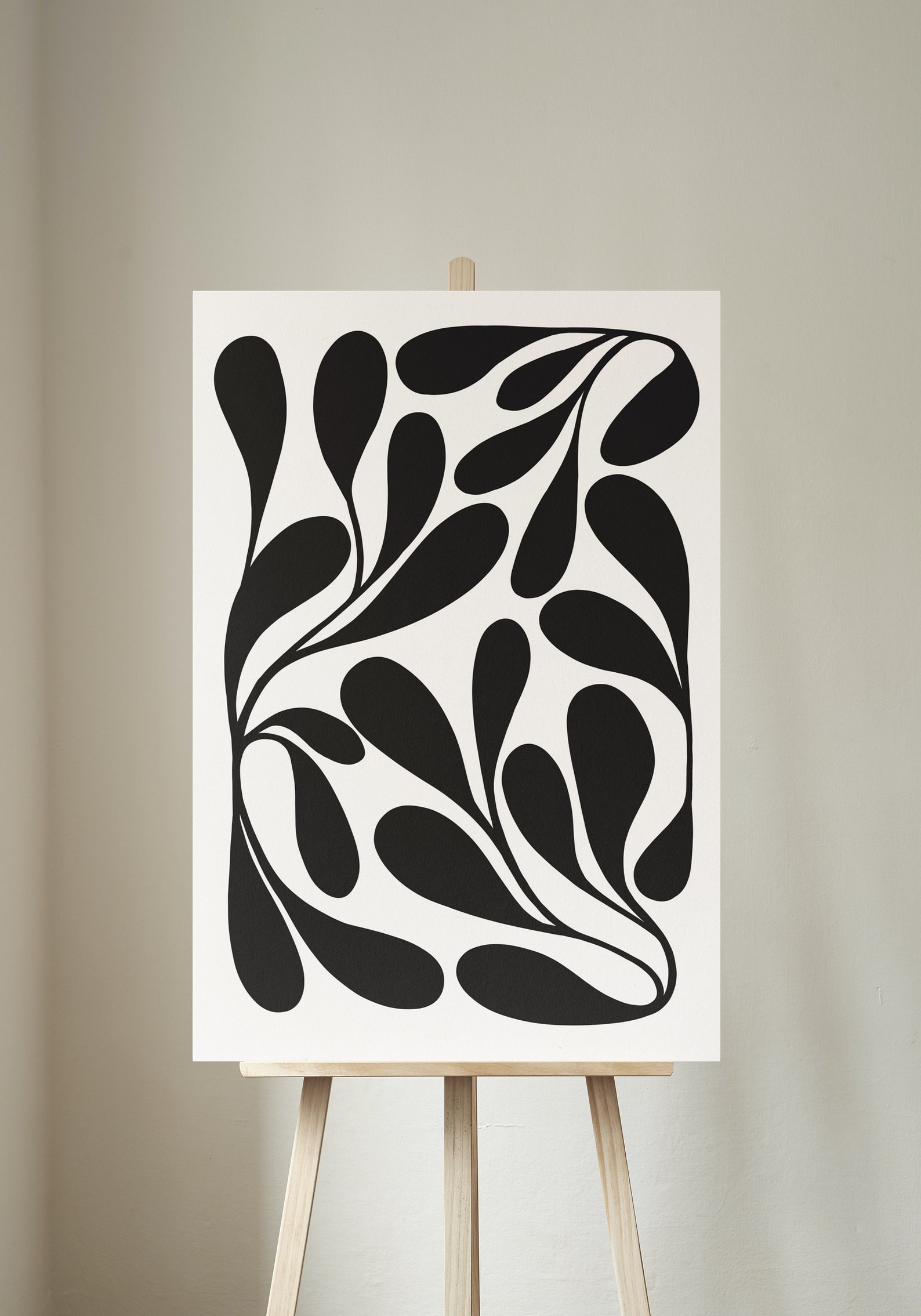 Modern Abstract Botanical, Printable Wall Art, INSTANT DOWNLOAD, Black ...