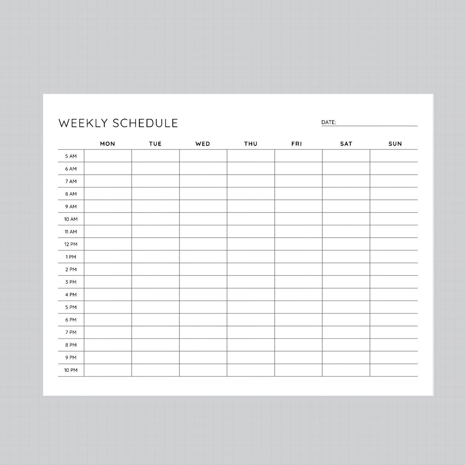 Hourly Weekly Schedule Printable: Monday Start, Letter Size (PDF) - Etsy