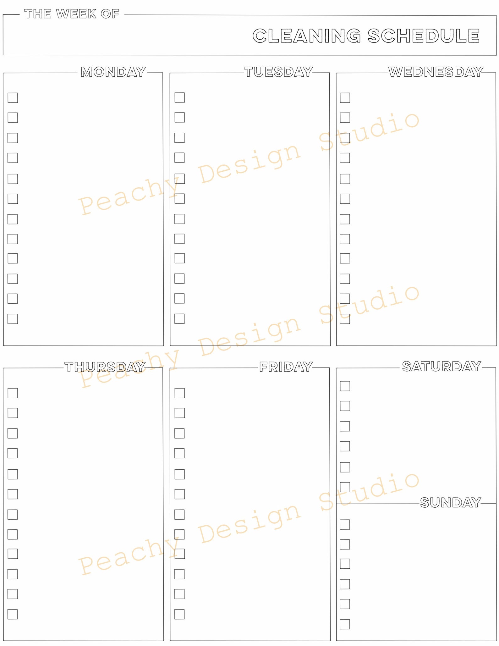 Printable Cleaning Chart, Weekly Chore Checklist, Adult Chore Chart ...