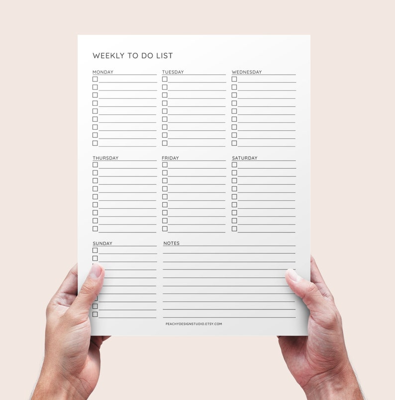 Weekly to Do List Printable: Task Organizer Template (PDF) - Etsy