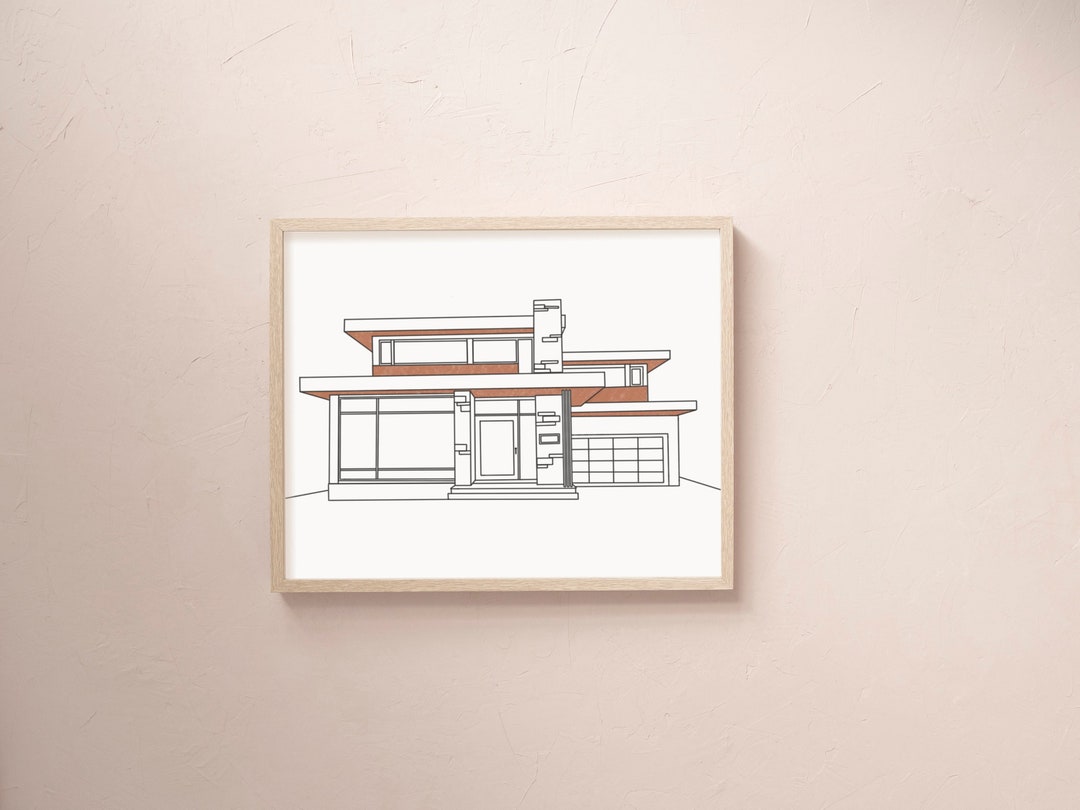 Custom House Drawing, Minimalist Home Portrait, Digital Download, Wall ...