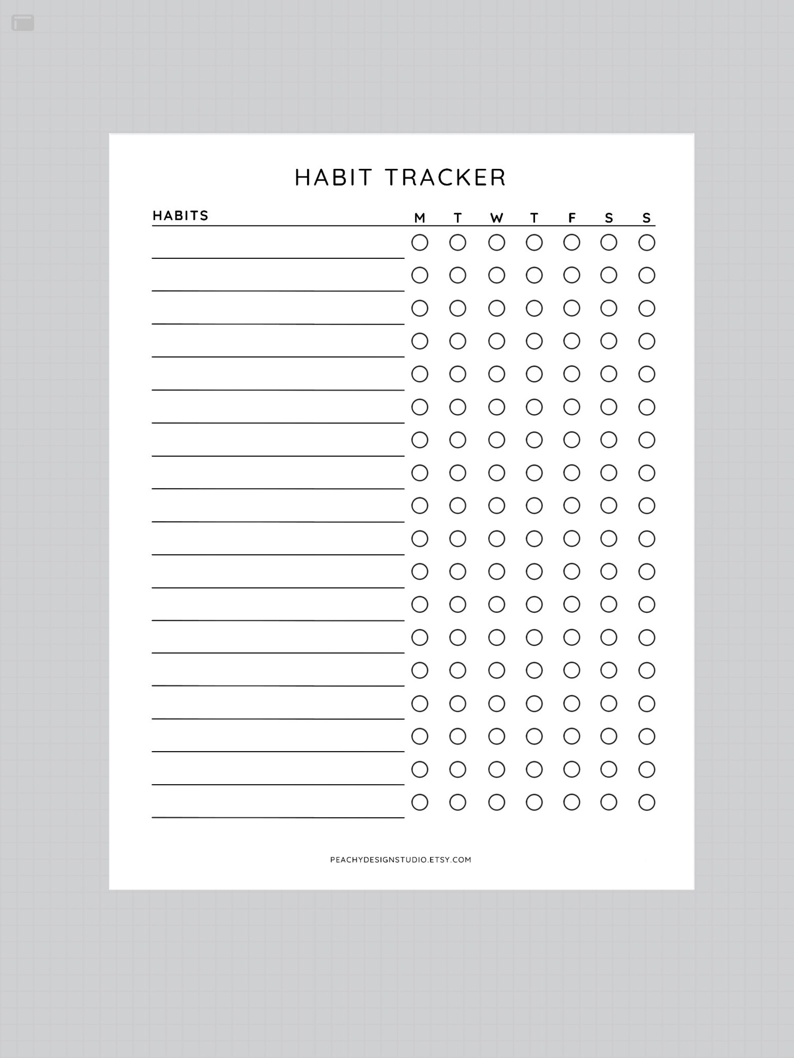 Weekly Habit Tracker Printable: Minimalist Design (PDF) - Etsy