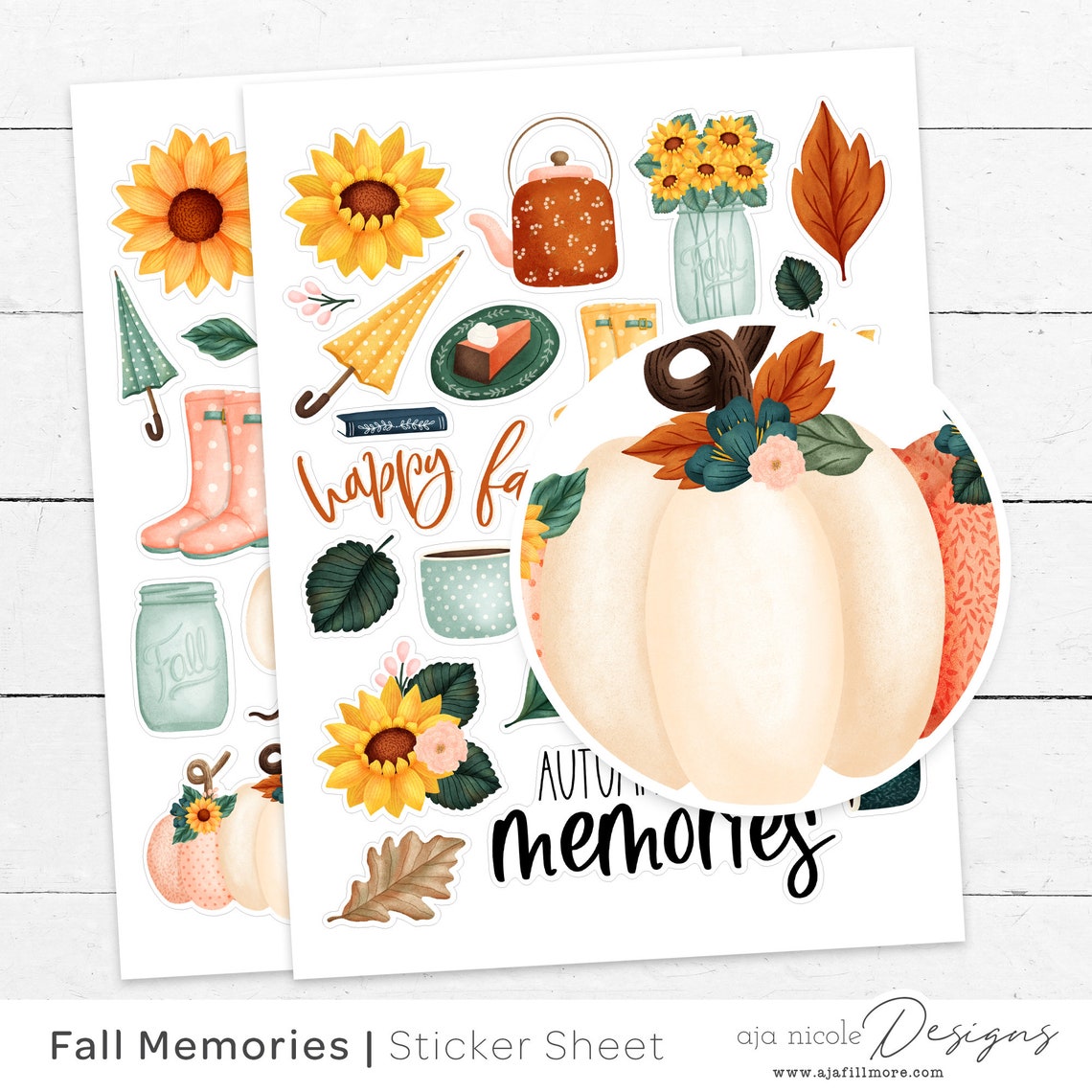 Fall Digital Stickers, Fall Clipart, Digital Stickers, Autumn Stickers ...