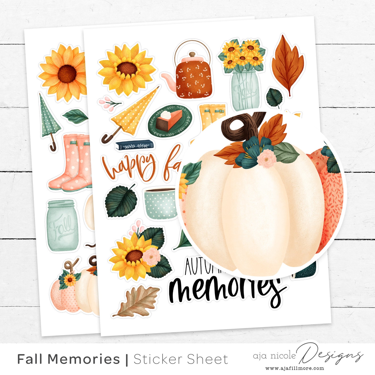 Fall Digital Stickers, Fall Clipart, Digital Stickers, Autumn Stickers ...