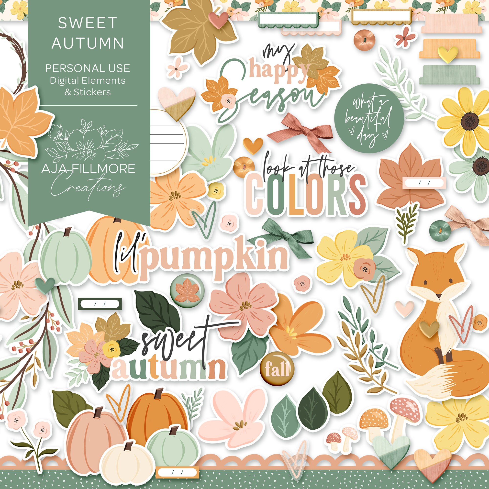 Sweet Autumn Digital Scrapbooking Kit Fall Scrapbook Kit - Etsy
