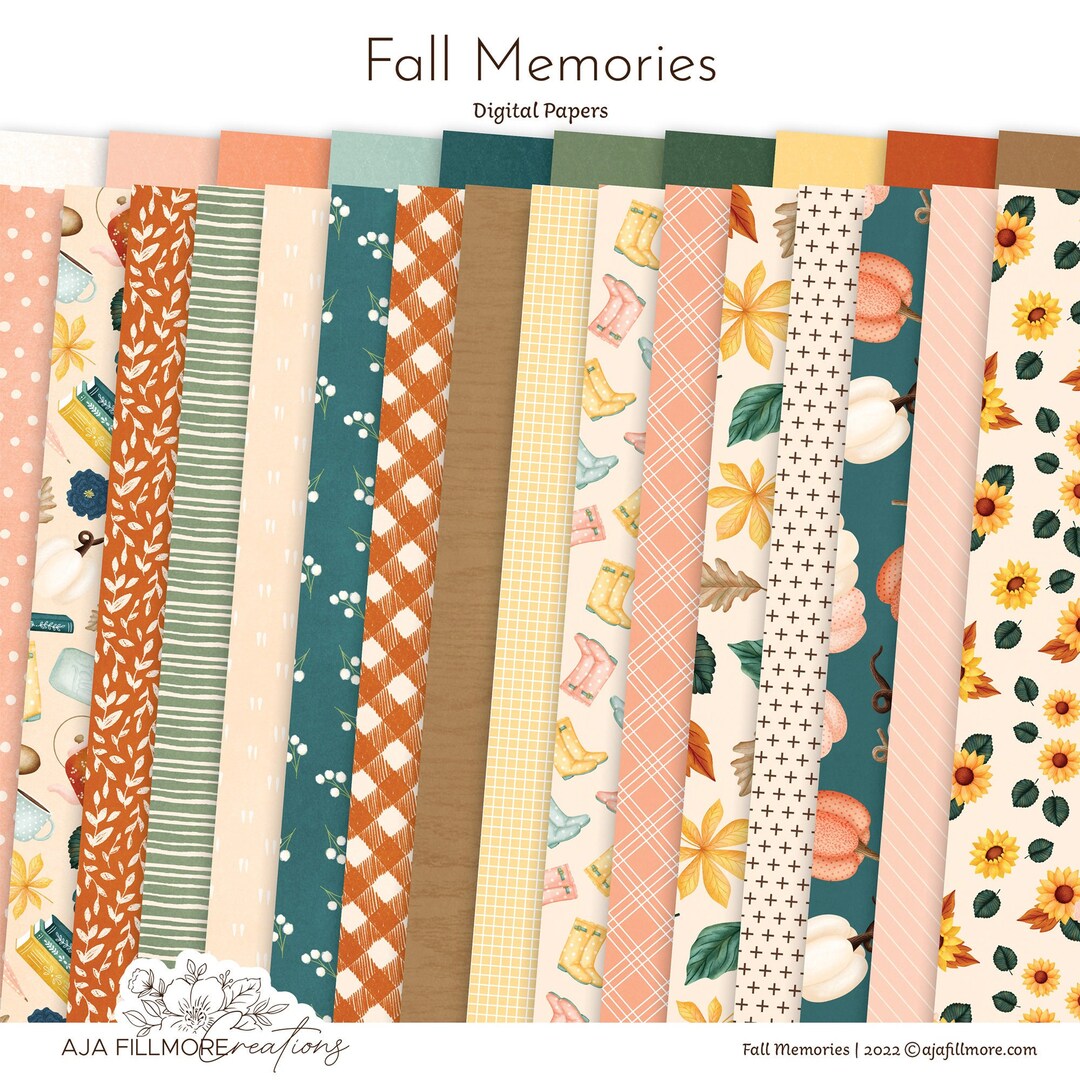 Digital Paper, Fall Digital Scrapbooking Paper, Fall Patterns, Autumn ...