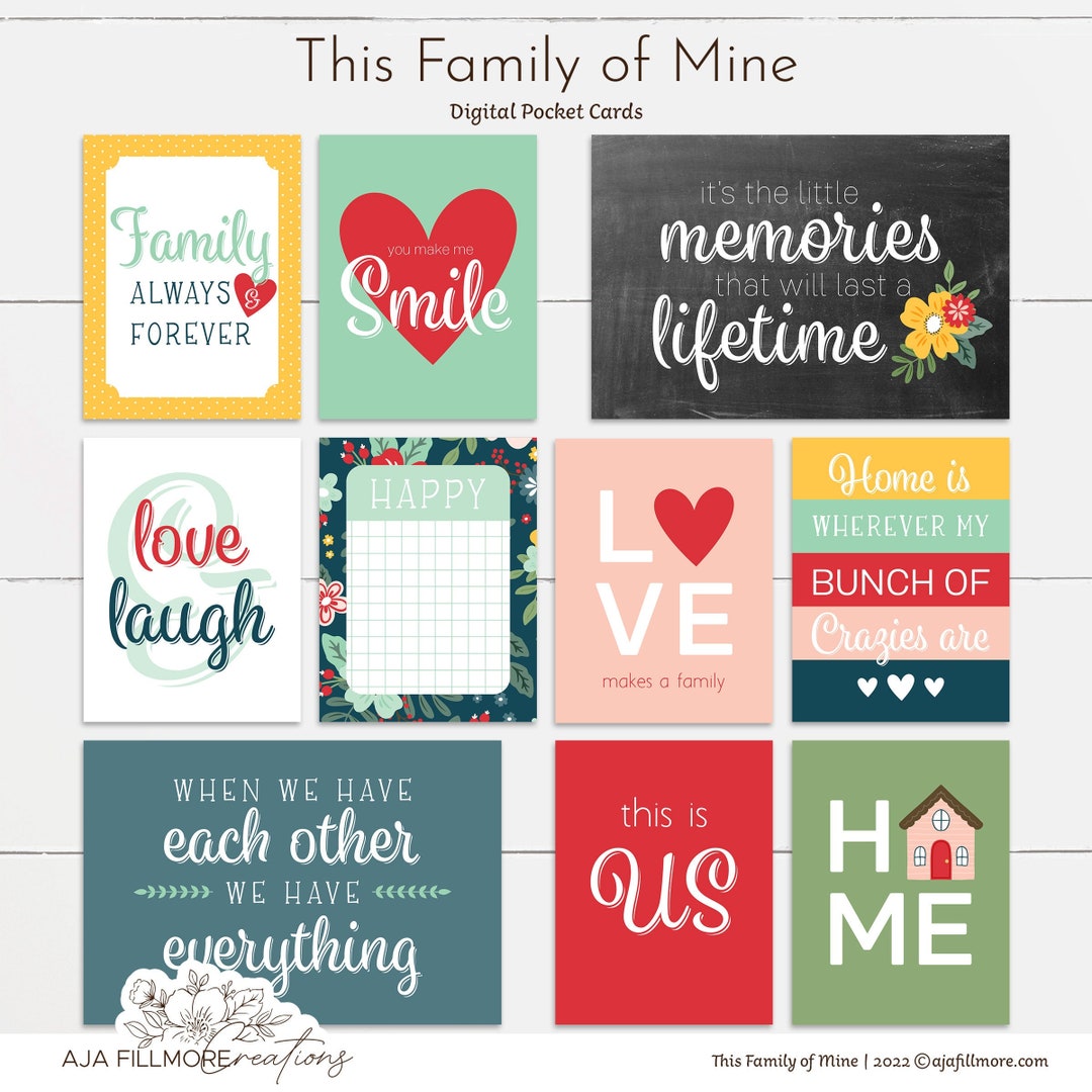 Pocket Cards, Family Digital Journaling Cards, Journal Cards, Project ...