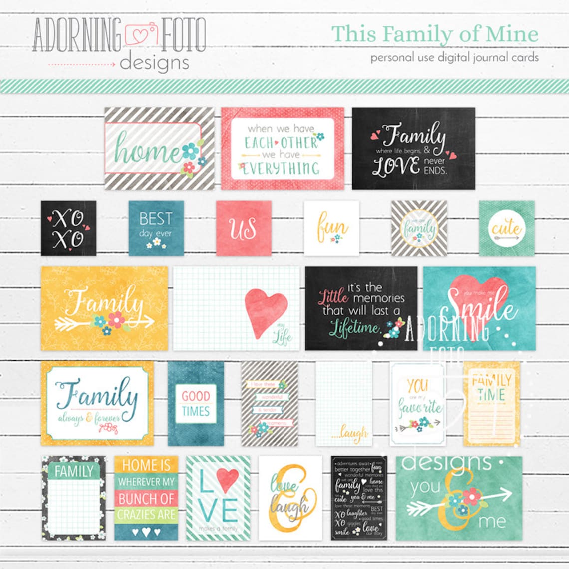 This Family of Mine Digital Journaling Cards, Project Life Family ...