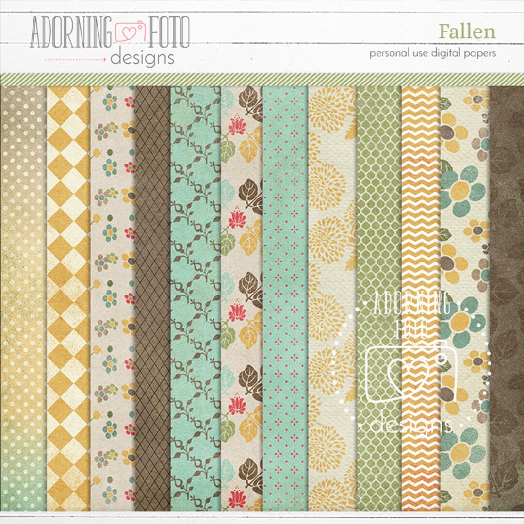 Fallen Digital Scrapbooking Pattern Papers, Fall Digital Scrapbooking ...