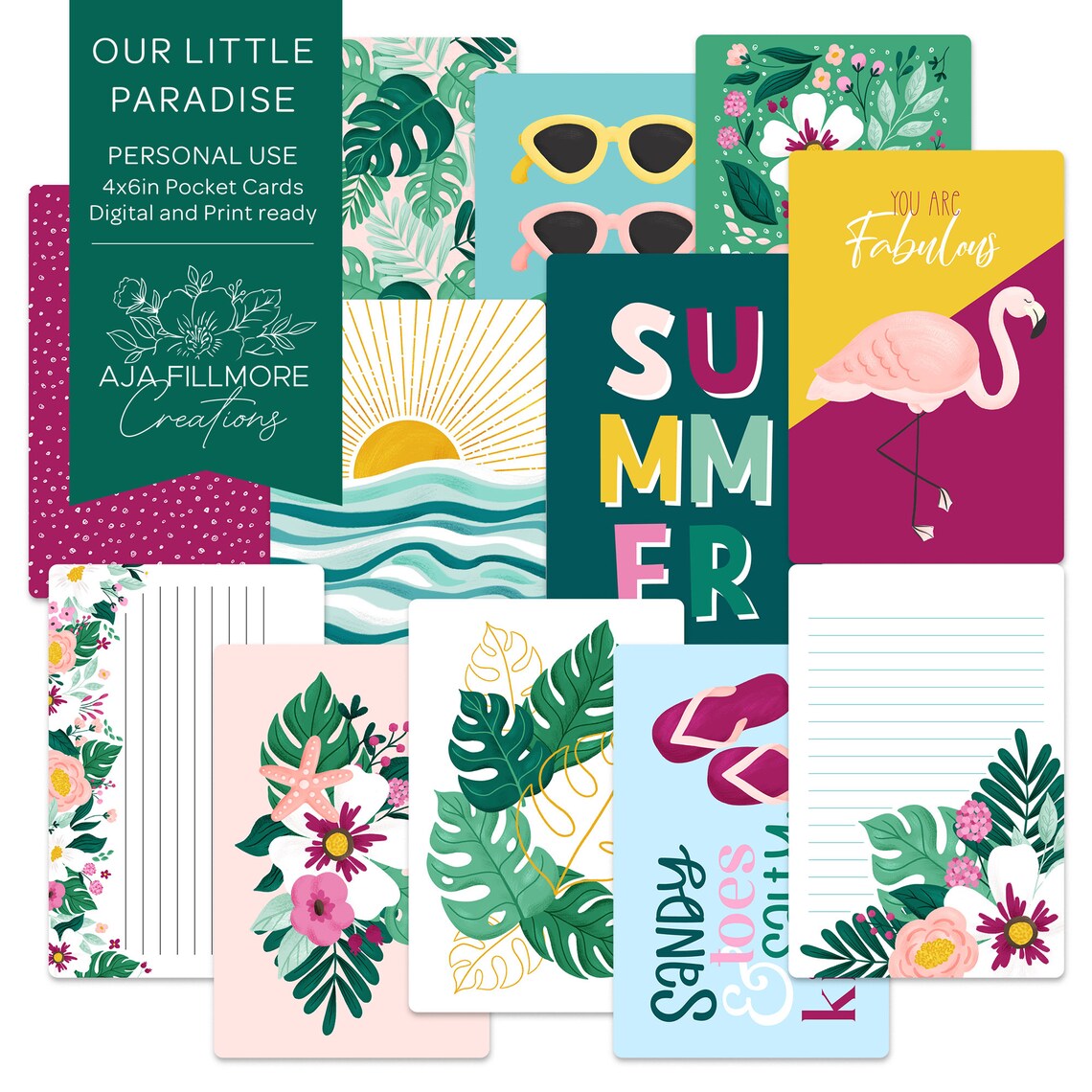 Our Little Paradise Journaling Cards Printable, Tropical Project Life ...