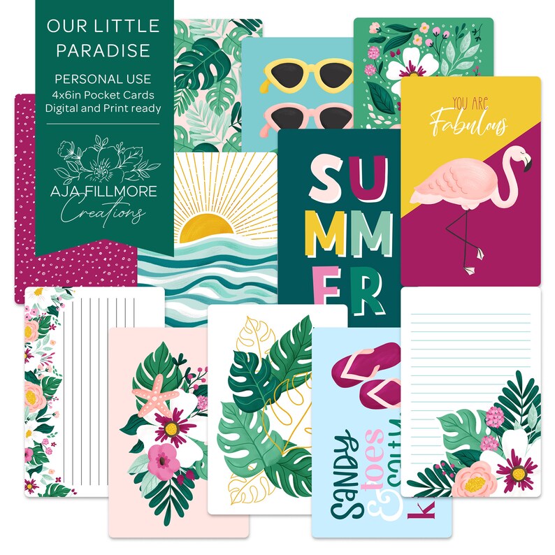 Our Little Paradise Journaling Cards Printable, Tropical Project Life ...