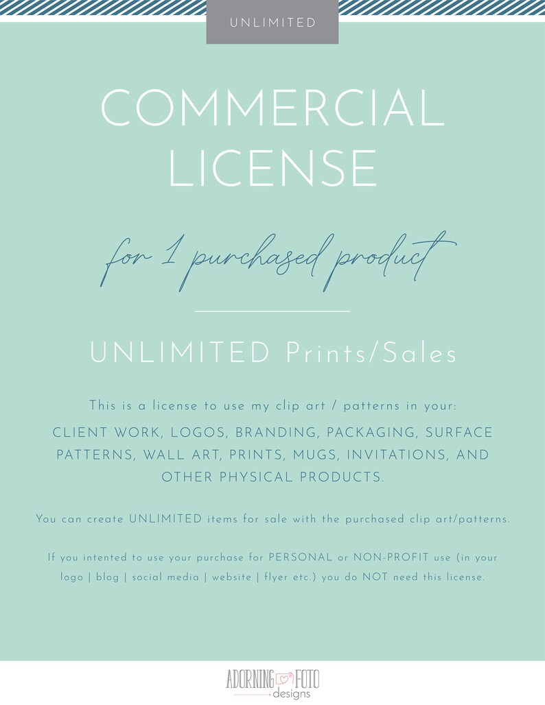 Unlimited Commercial License ADD/ON for Unlimited Prints/sales | This ...