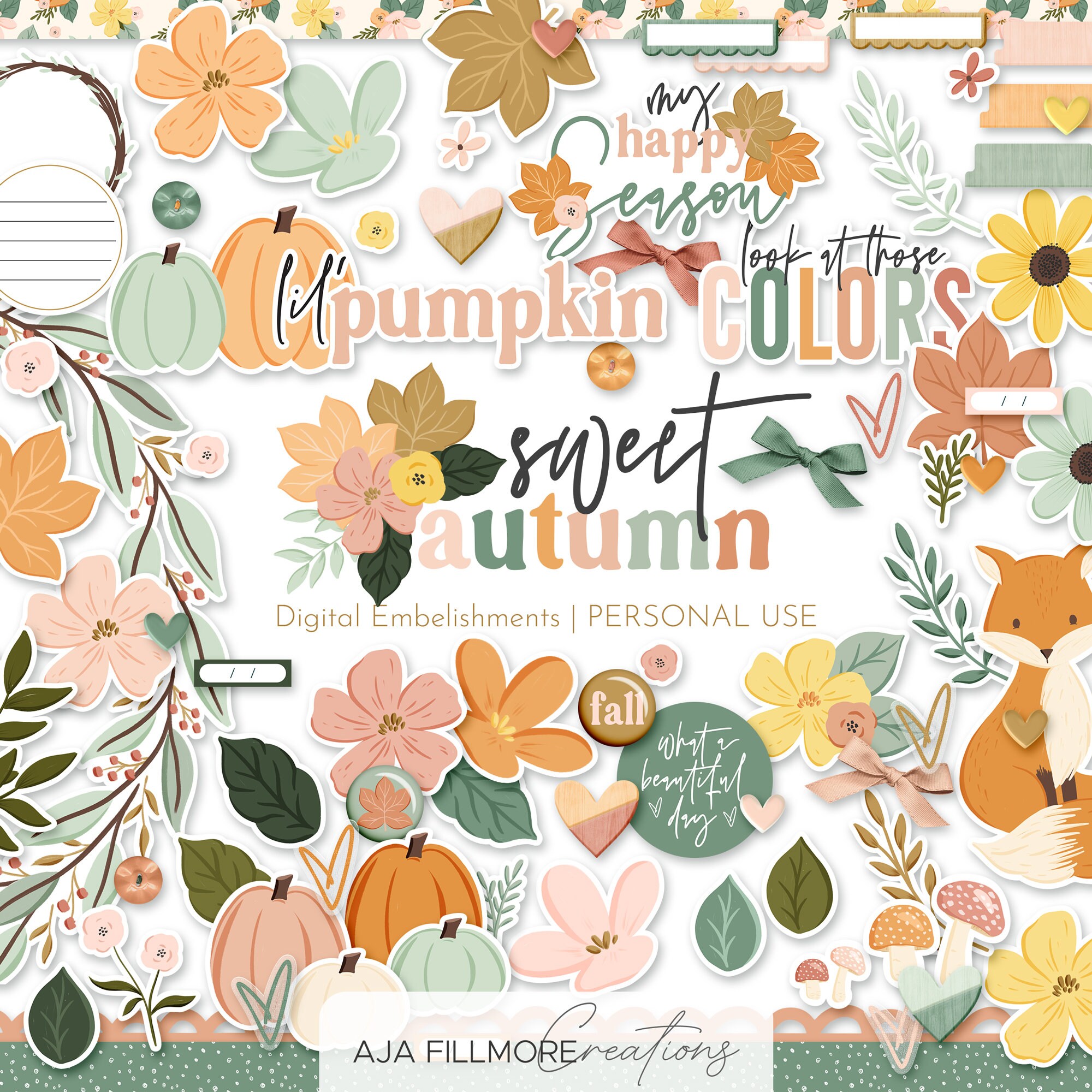 Sweet Autumn Digital Scrapbooking Kit Bundle, Fall Scrapbook Kit, Fall ...