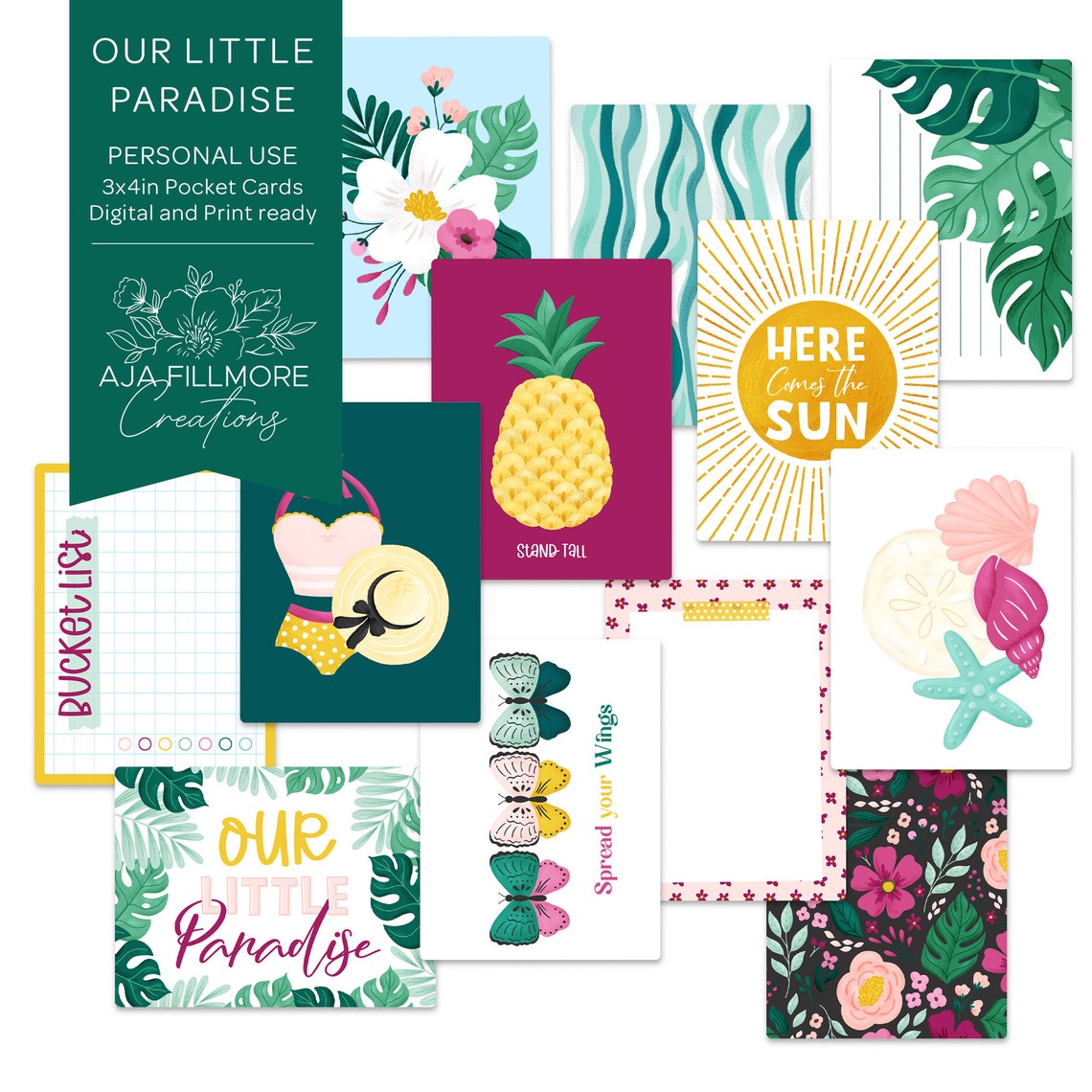Our Little Paradise Journaling Cards Printable, Tropical Project Life ...