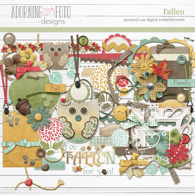 Fallen Digital Scrapbooking Embellishments, Fall Digital Scrapbook ...