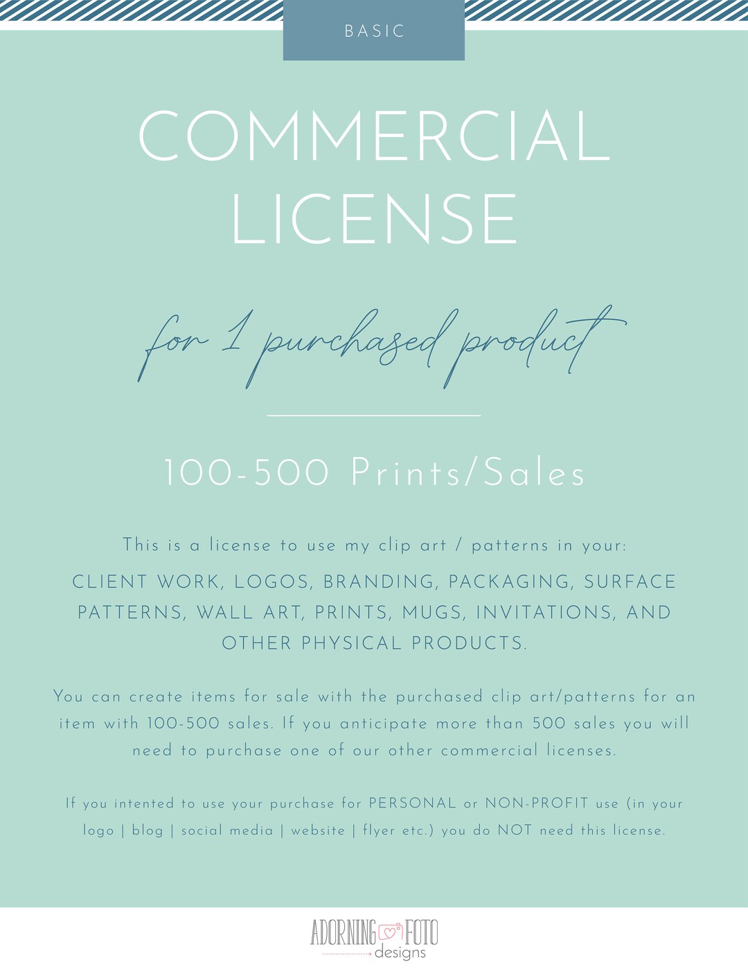Basic Commercial License ADD/ON for 100-500 Prints/sales | This License ...