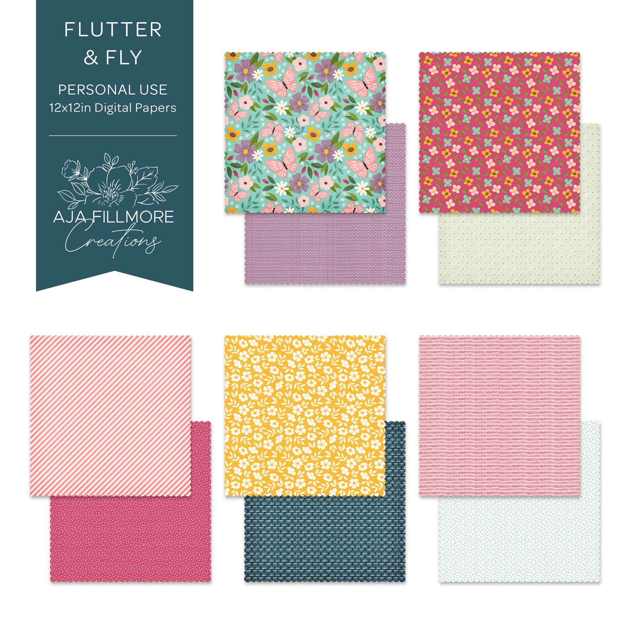Flutter & Fly Digital Scrapbooking Kit, Everyday Scrapbook Kit ...