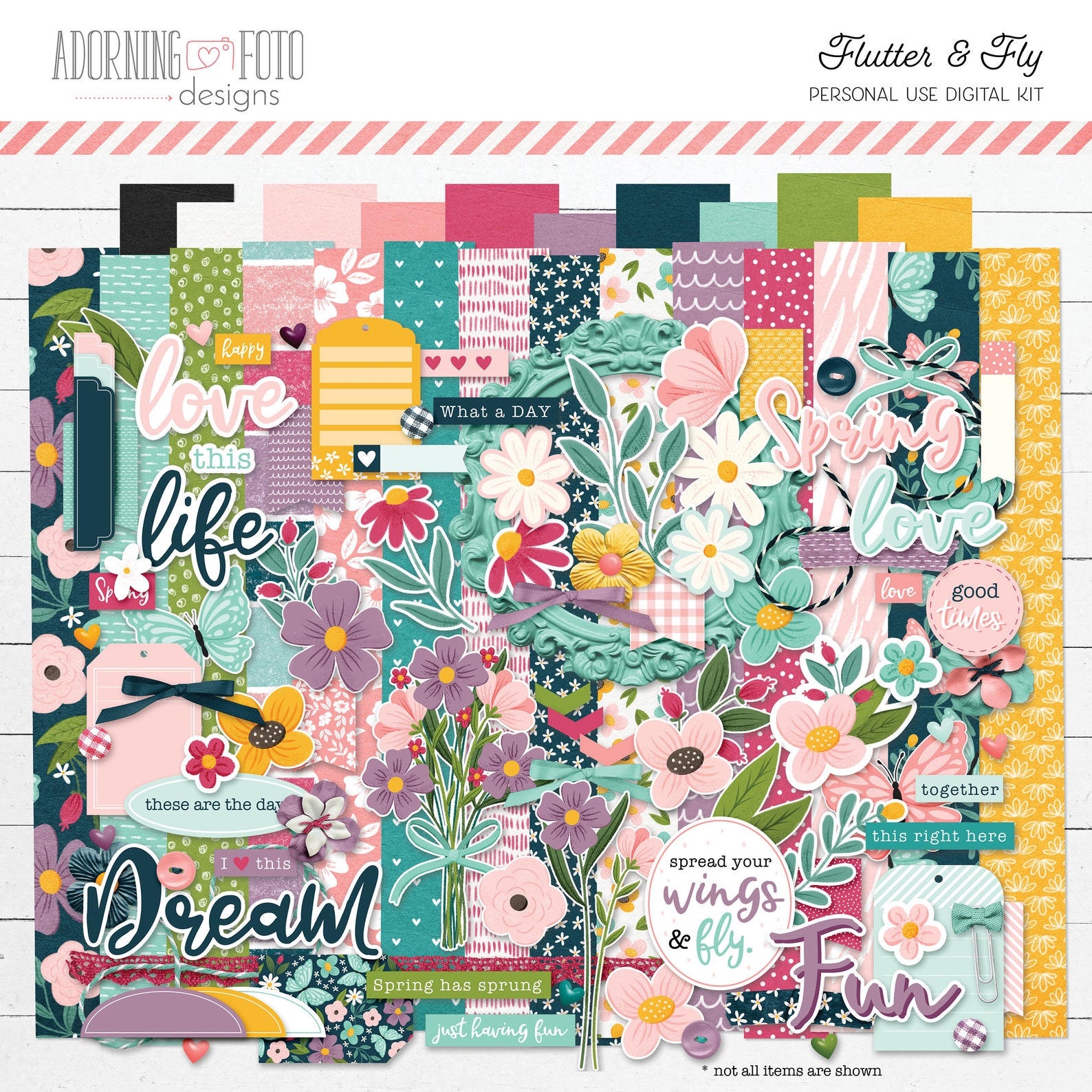 Flutter & Fly Digital Scrapbooking Kit everyday scrapbook | Etsy