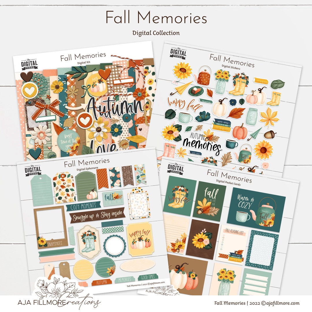 Fall Digital Scrapbooking Collection, Fall Clipart, Fall Digital Paper ...
