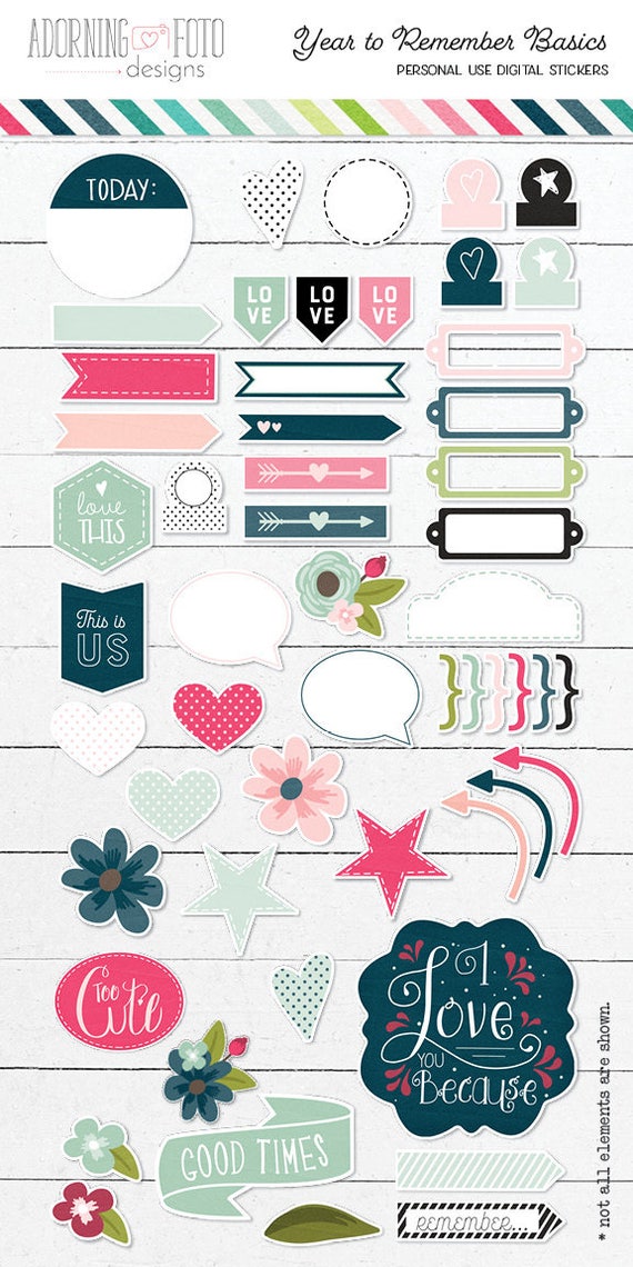 Year to Remember Digital Stickers Scrapbooking | Etsy