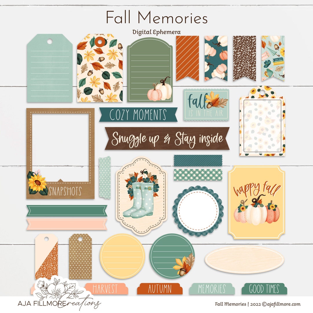 Fall Digital Tags, Fall Clipart, Digital Ephemera, Autumn Tags, Fall ...