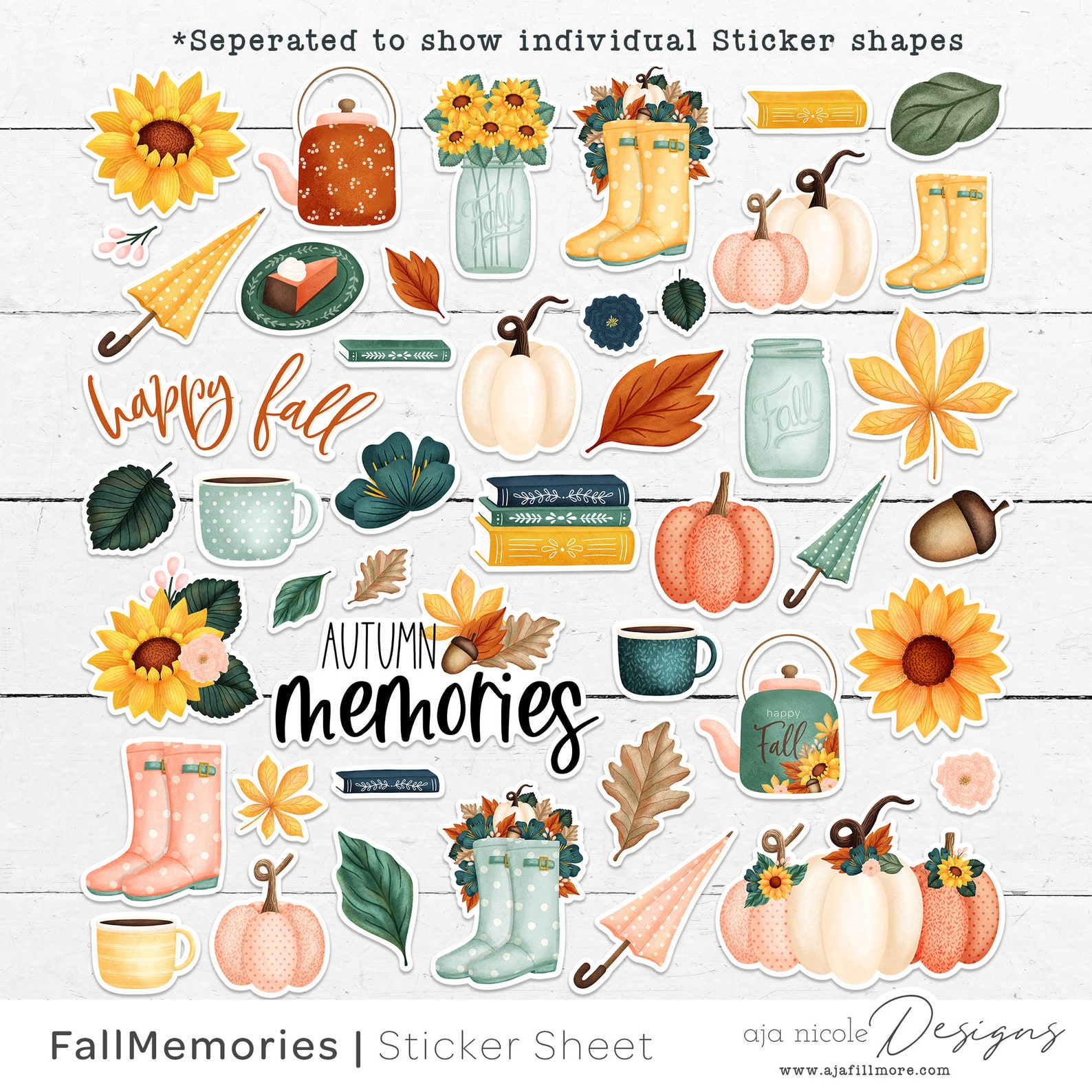 Fall Digital Stickers, Fall Clipart, Digital Stickers, Autumn Stickers ...