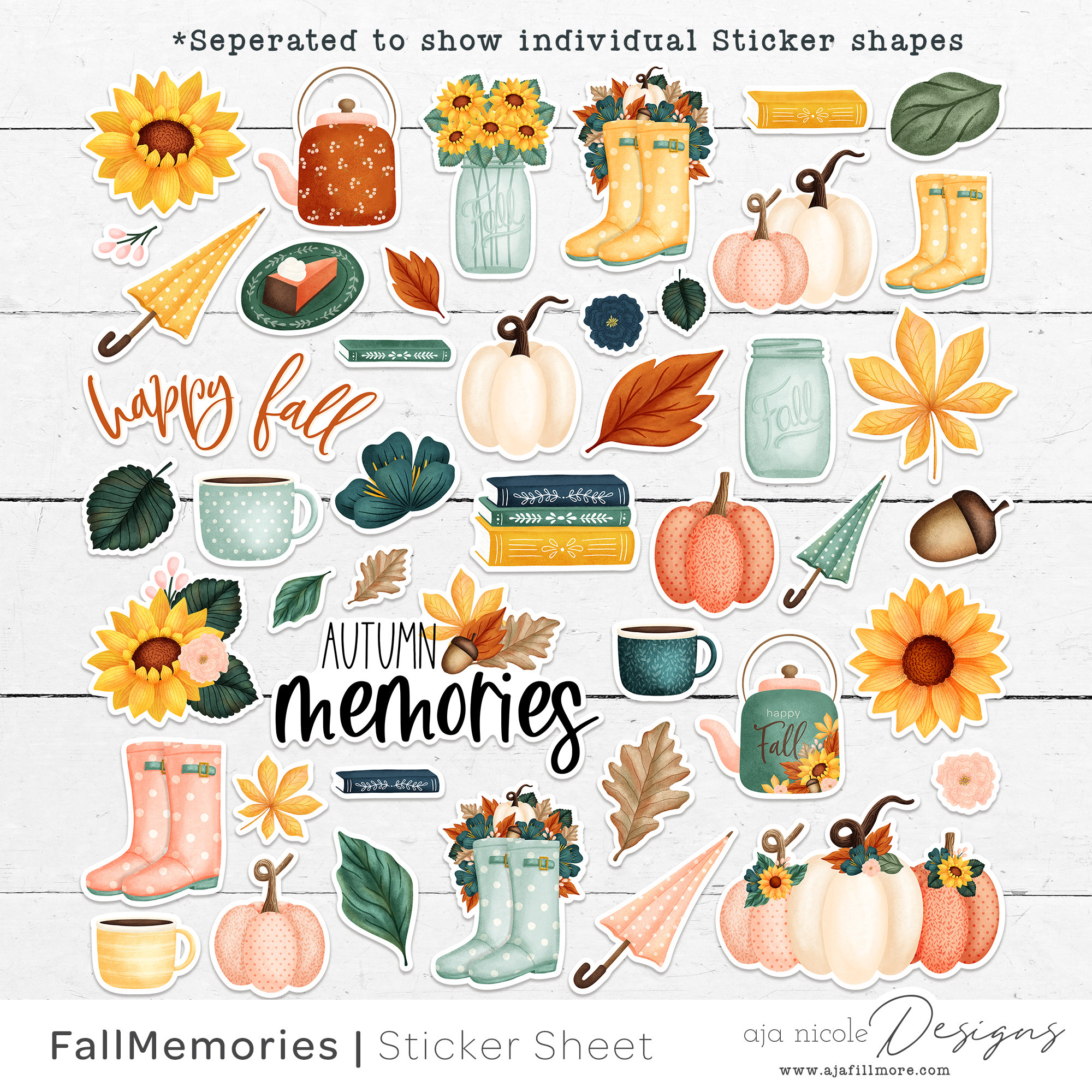 Fall Digital Stickers, Fall Clipart, Digital Stickers, Autumn Stickers ...