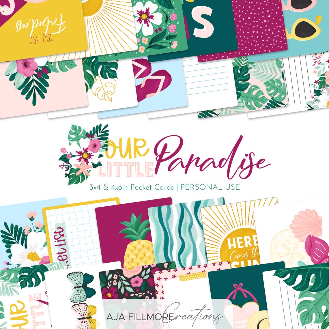 Our Little Paradise Journaling Cards Printable, Tropical Project Life ...