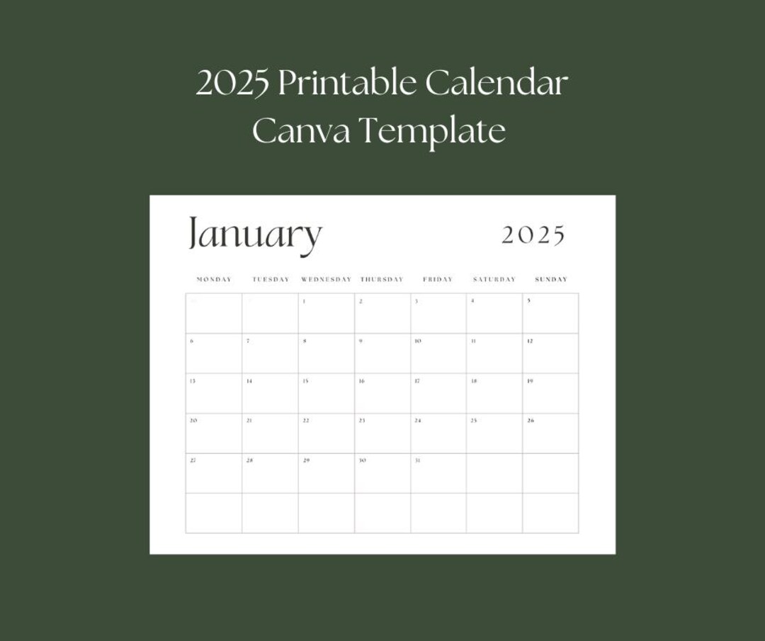 2025 Printable Minimalist Calendar Template - Etsy