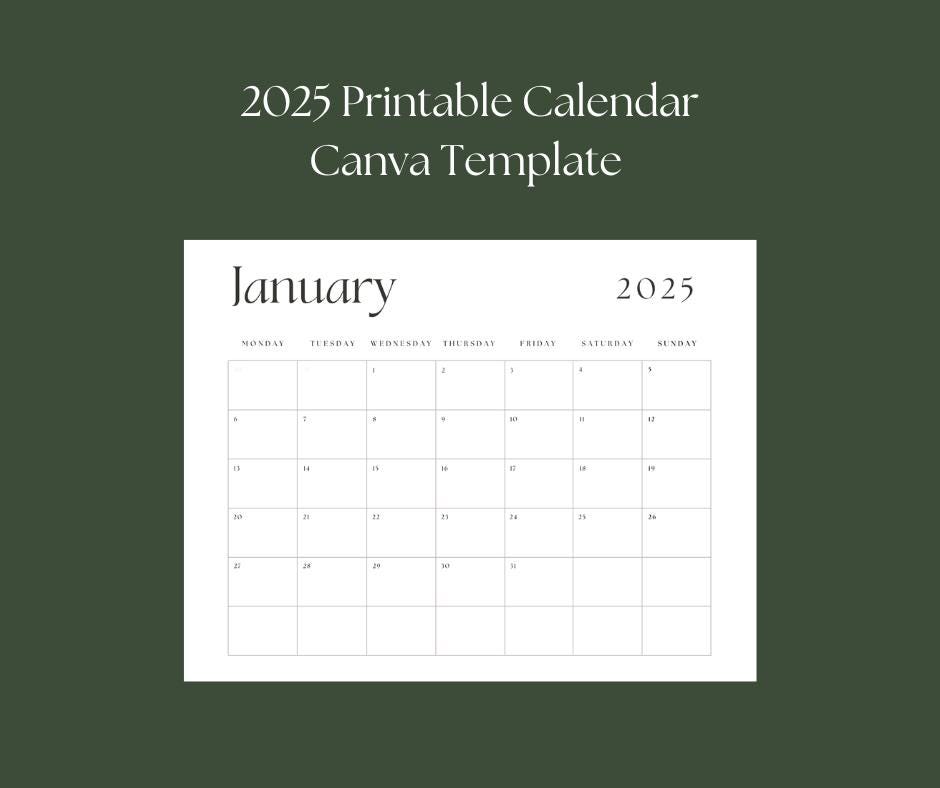 2025 Printable Minimalist Calendar Template - Etsy