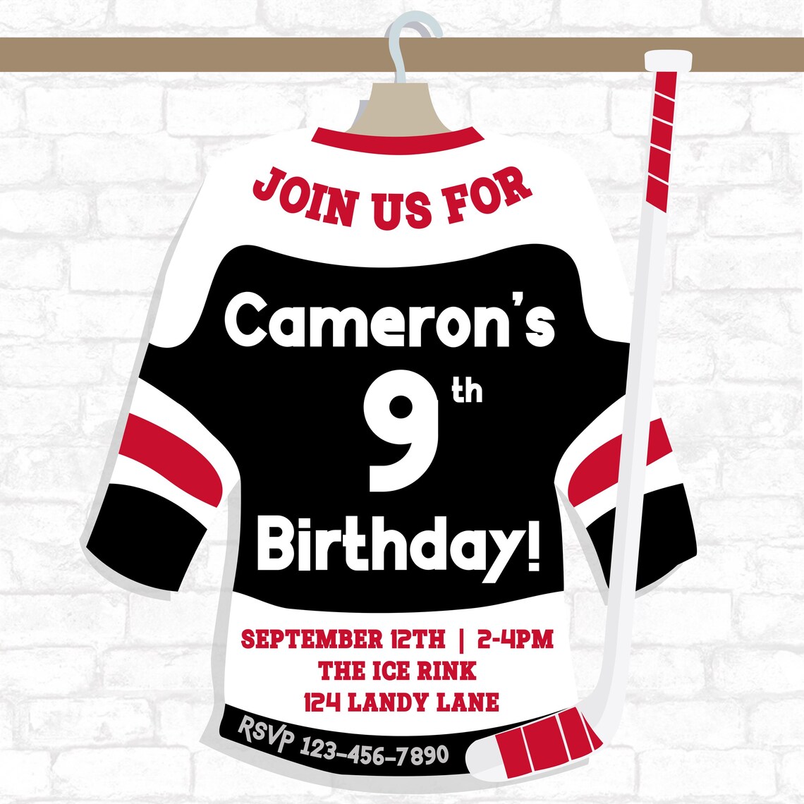 Hockey Party Invitation - Birthday - Buffalo - Editable - Customizable ...