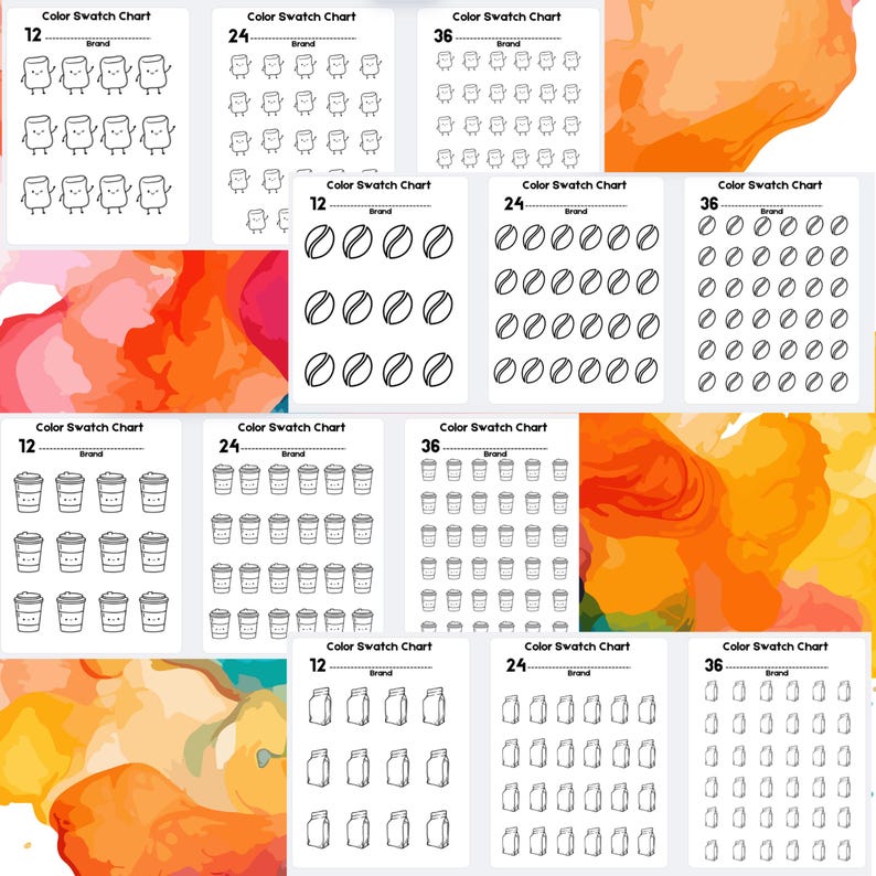Printable Color Swatch Pages- Variety - Instand PDF Download - 14 ...