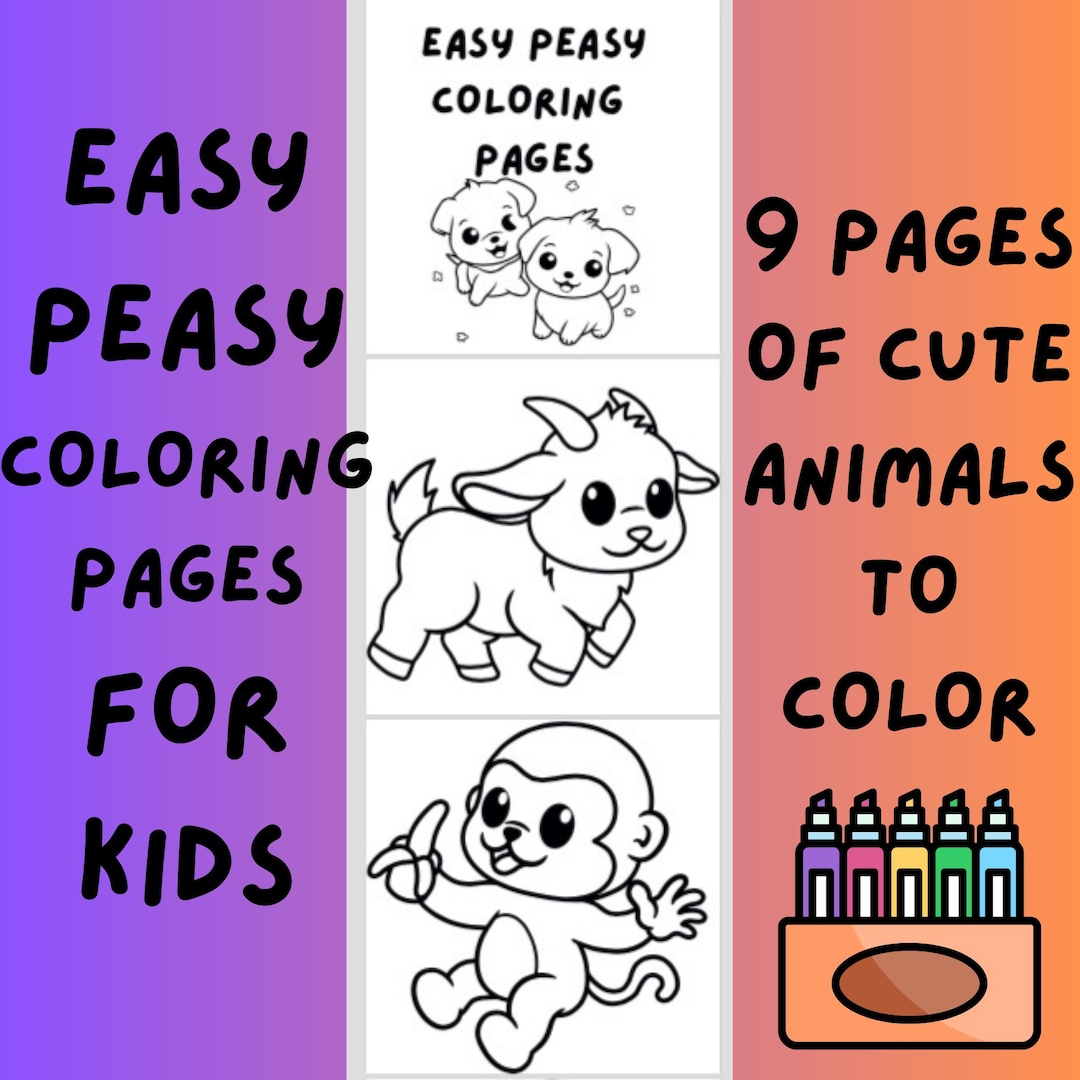 Coloring Pages Easy Peasy 9 Printable Coloring Pages Digital Download ...