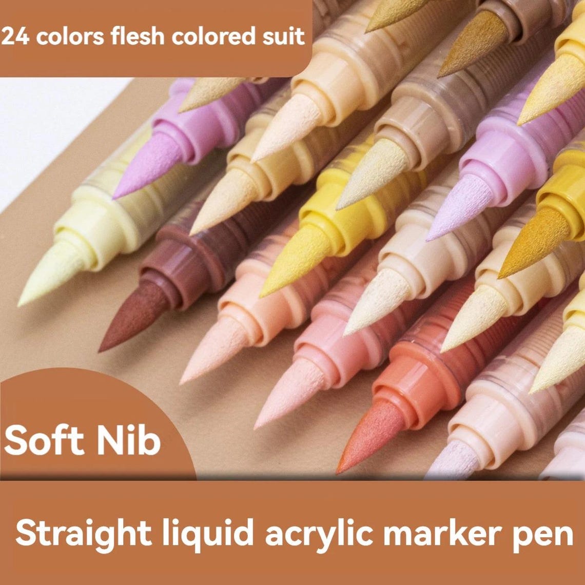 Acrylic Markers Set of 24 Colors Macaron Colors Acrylic, Brush Tip ...