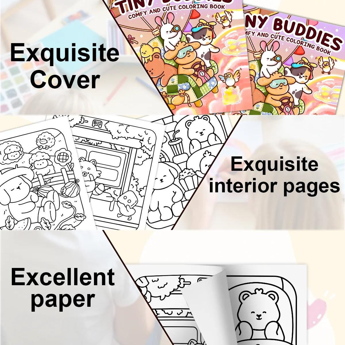 Tiny Buddies - Cute and Cozy Coloring Book - (physical Book) - Etsy