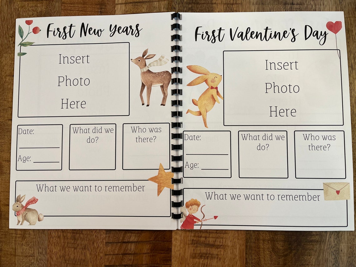 Baby Milestone Book, Printable Baby Milestone Book, Baby's First Year ...