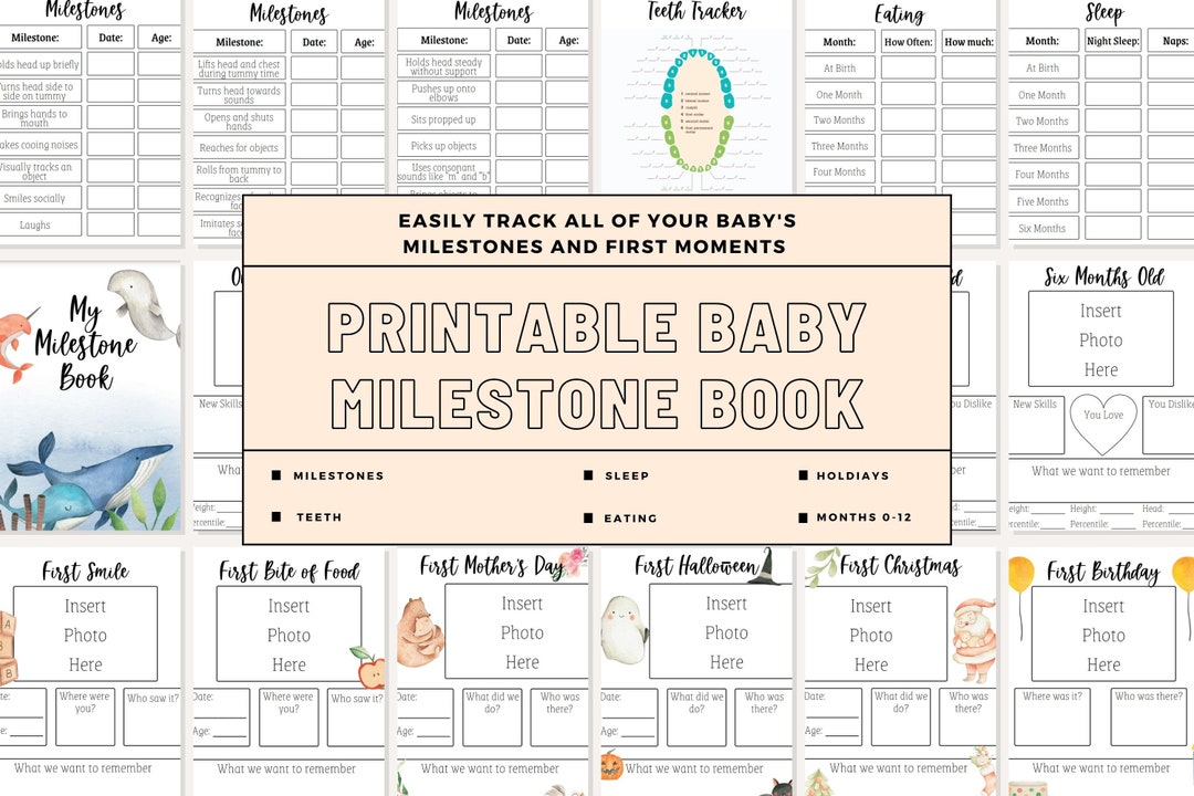 Baby Milestone Book, Printable Baby Milestone Book, Baby's First Year ...