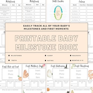 Baby Milestone Book, Printable Baby Milestone Book, Baby's First Year ...