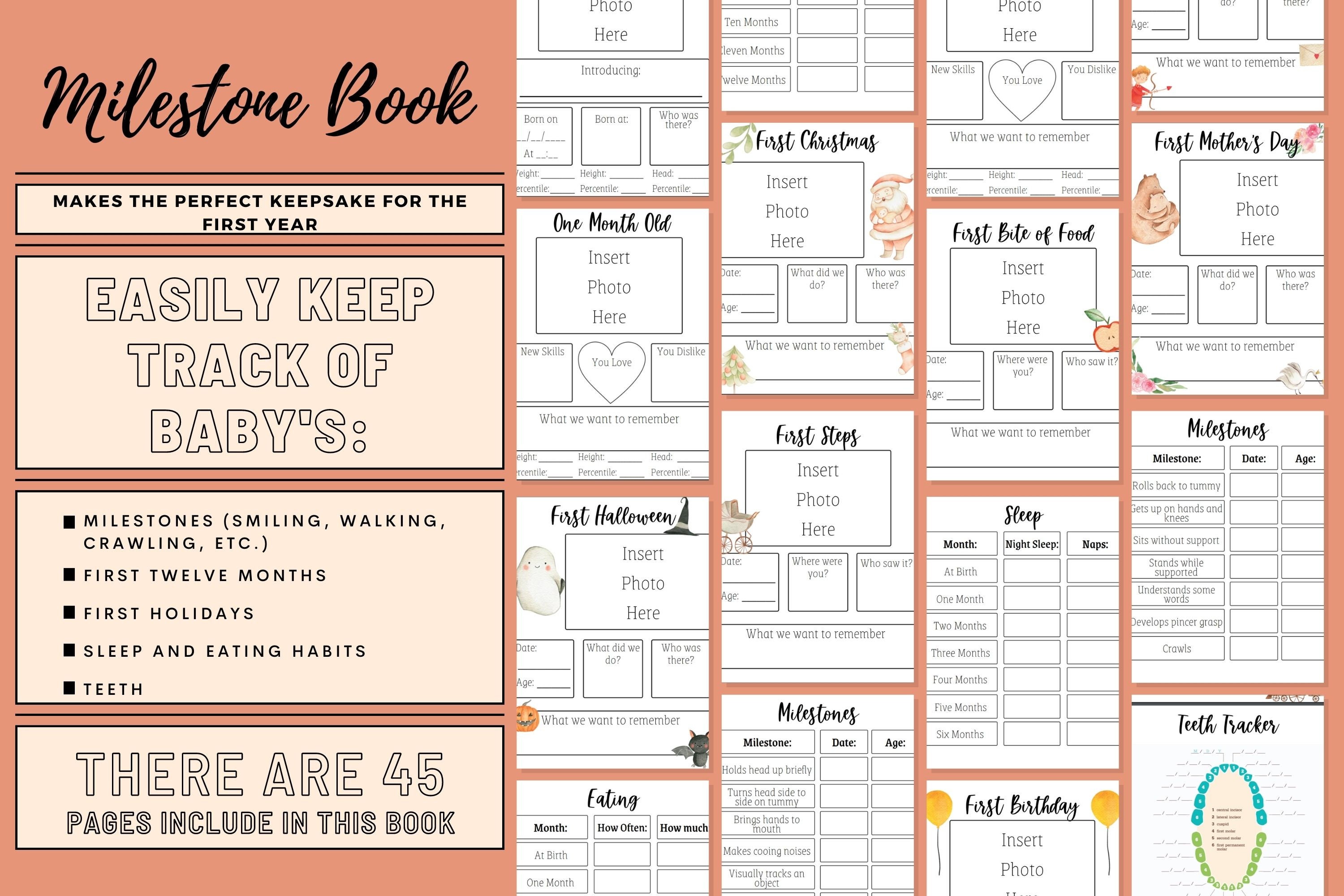 Baby Milestone Book, Baby Memory Book, Baby's First Year, Baby Book ...