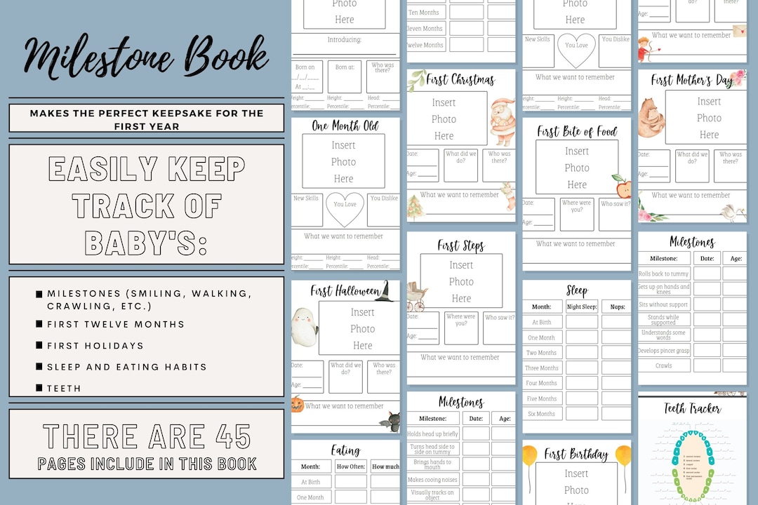 Baby Milestone Book, Baby Memory Book, Baby's First Year, Baby Book ...