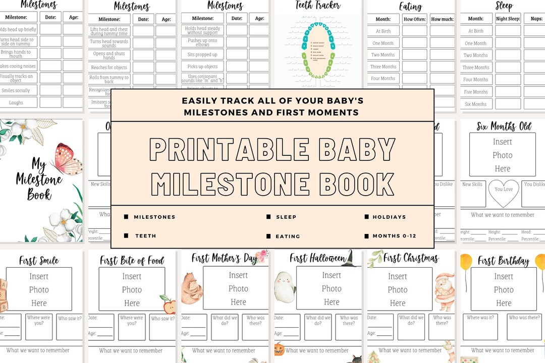 Baby Milestone Book, Printable Baby Milestone Book, Baby's First Year ...