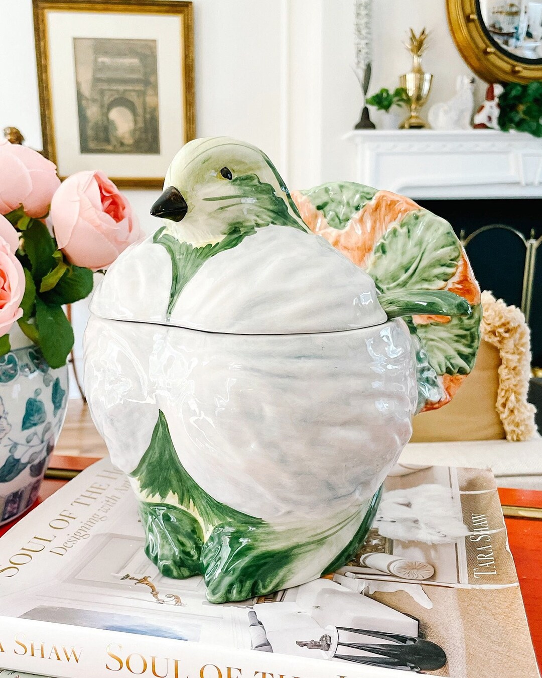 Italian Vietri Hand-painted 3-piece Lettuce Bird Tureen - Etsy