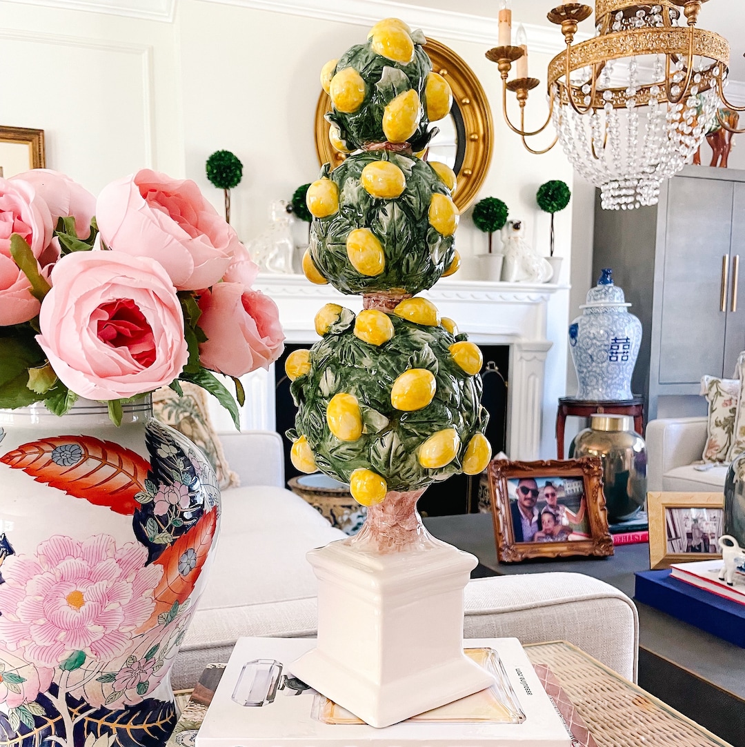 Italian Capodimonte Lemon Topiary, Large 18 Italian Porcelain Topiary ...