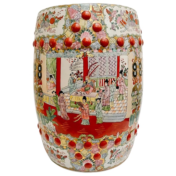 Famille Rose Medallion Garden Stool Chinese Porcelain Garden Seat Chinoiserie Garden Stool Chinoiserie Chic Decor Etsy Canada
