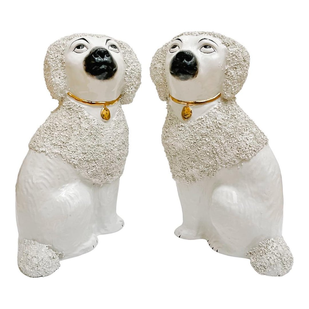 Vintage Italian Confetti Poodle Figurines: Large Staffordshire Style ...