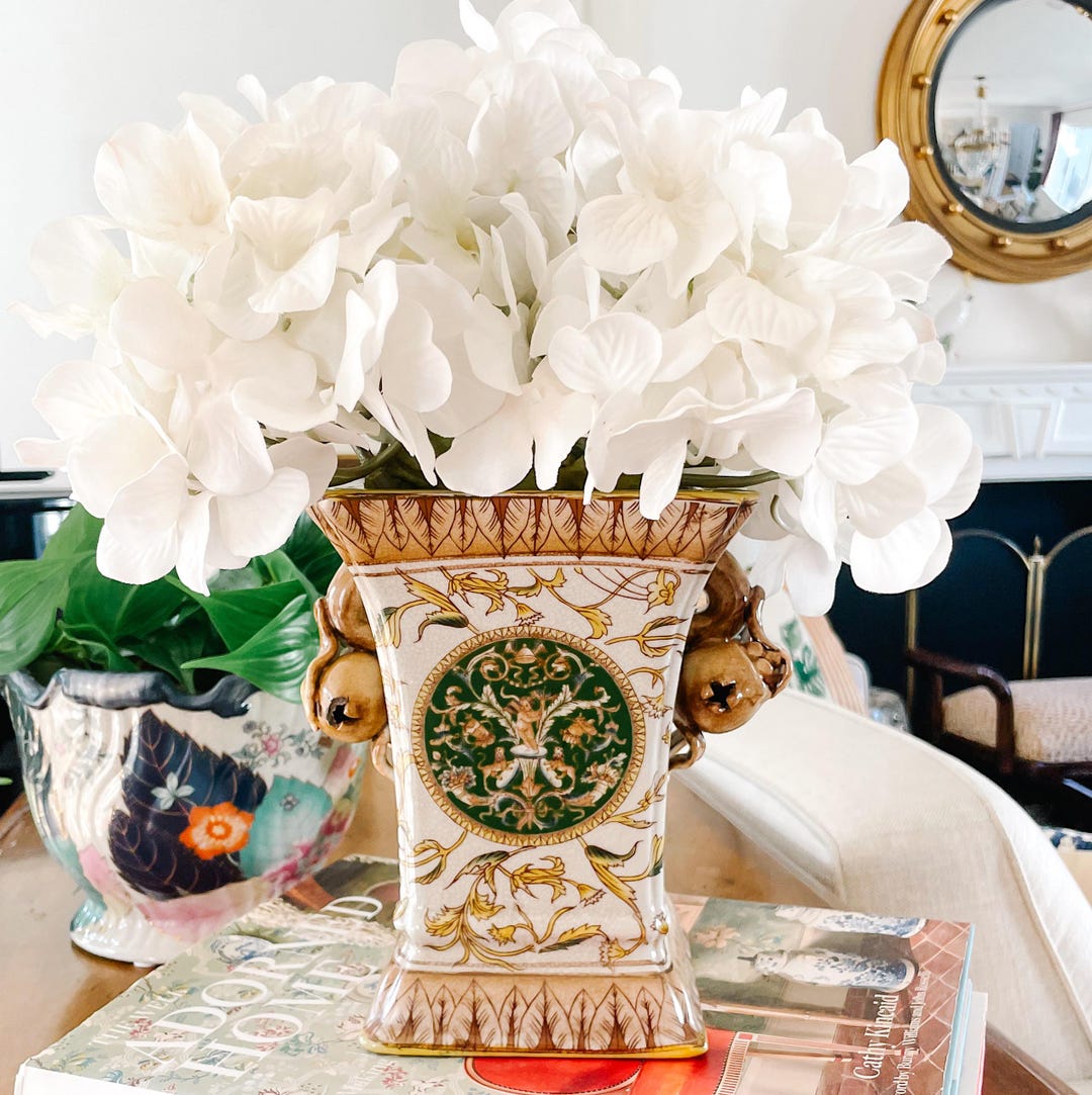 Vintage Neoclassical Cachepot With Pomegranate Handles, Brown Yellow ...