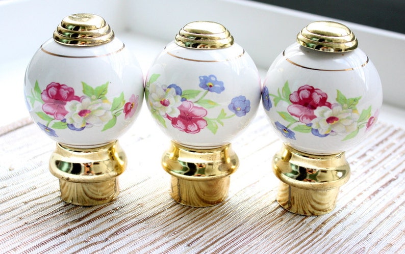 Ceramic Finials Bed Posts / Porcelain Door Knobs / Floral Door | Etsy