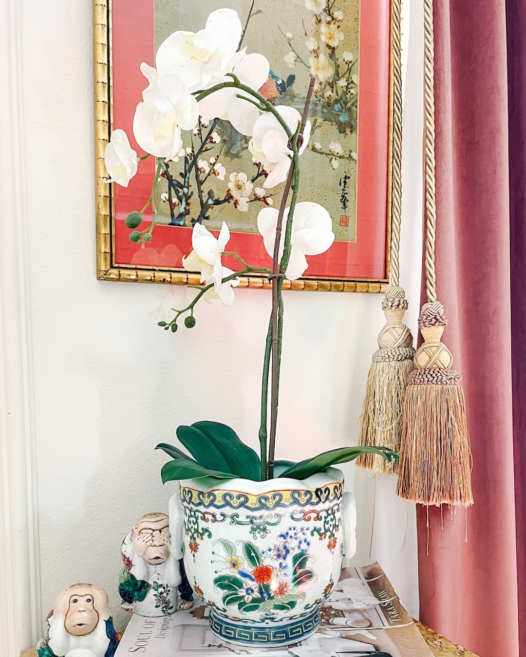 Round Floral Porcelain Scalloped Cachepot, Orchid Planter Pot - Etsy