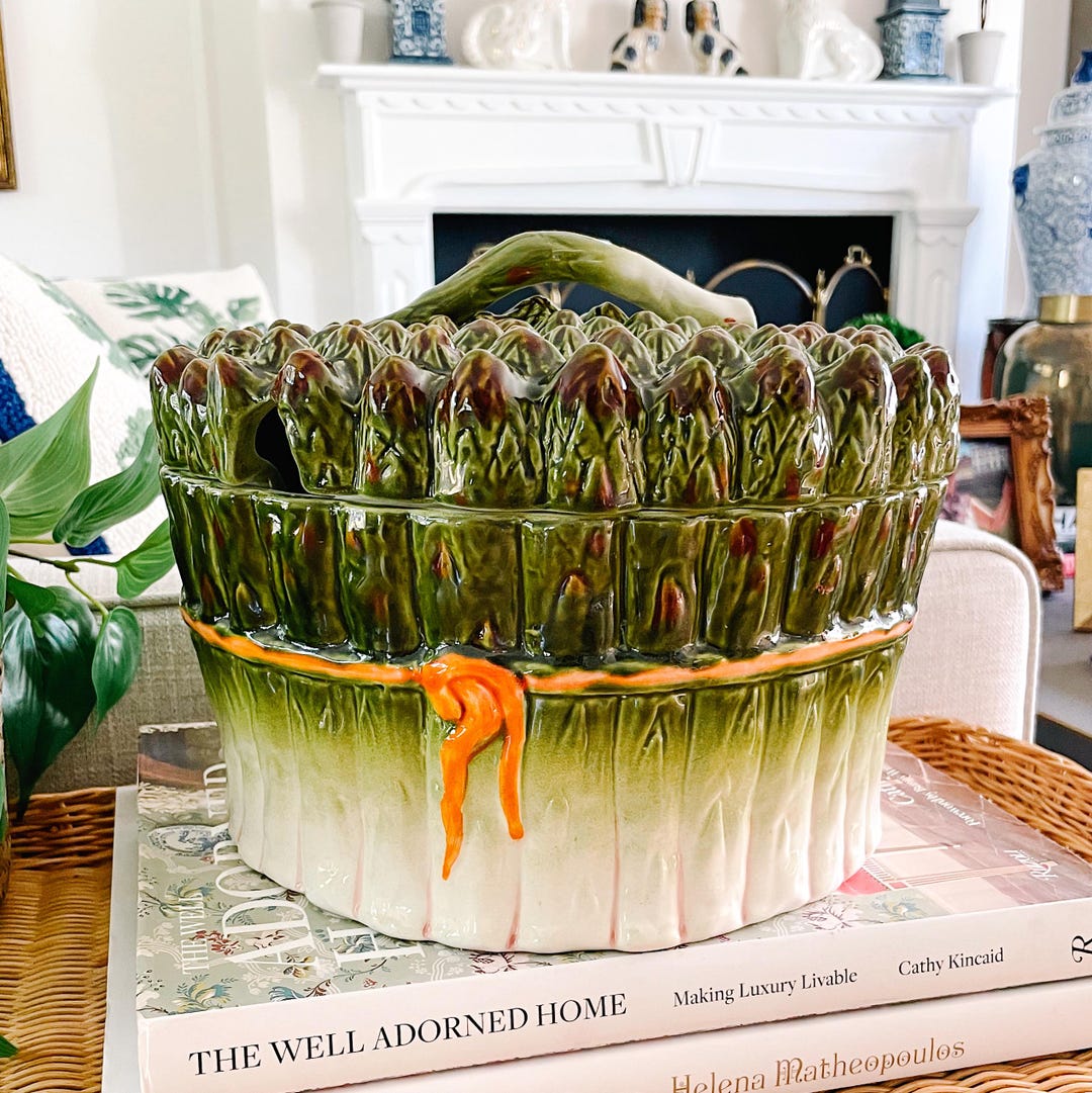 Large Italian Asparagus Lidded Tureen by Meiselman Imports, Majolica ...